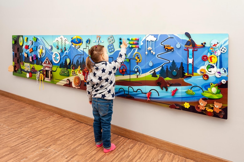 Extra Large Wall Busy Board With Mountain Theme, 9 Sensory Wall Panels ...