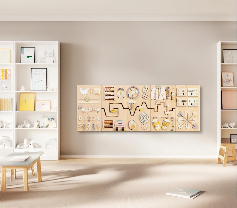 Custom Montessori Wall Panel in Neutral Colors | Interactive Sensory ...