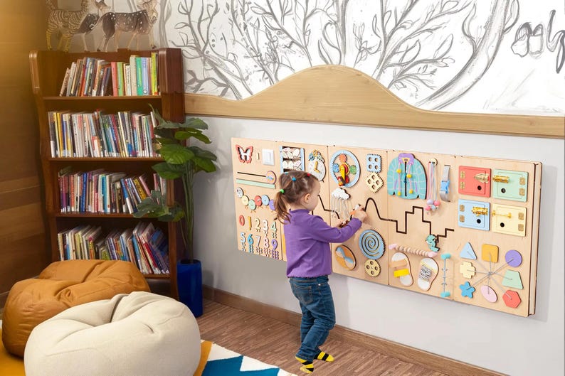 Wall Busy Board Panels in Pastel Color for Children Activity in Waiting ...