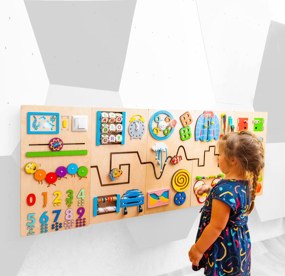 Activity Wall With Lightening Aquarium in Bright Color. Wall Mounted ...