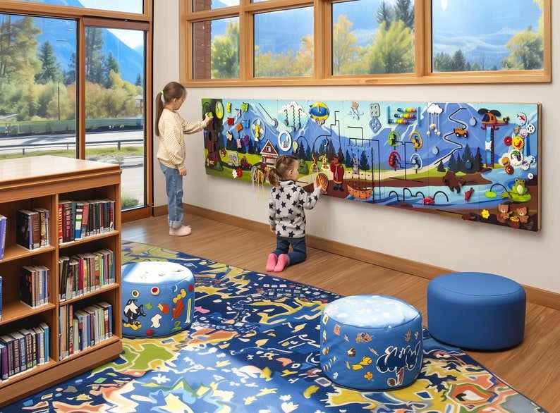 Playroom Wall Decor Mountains Sensory Wall Panel, Interactive Activity ...