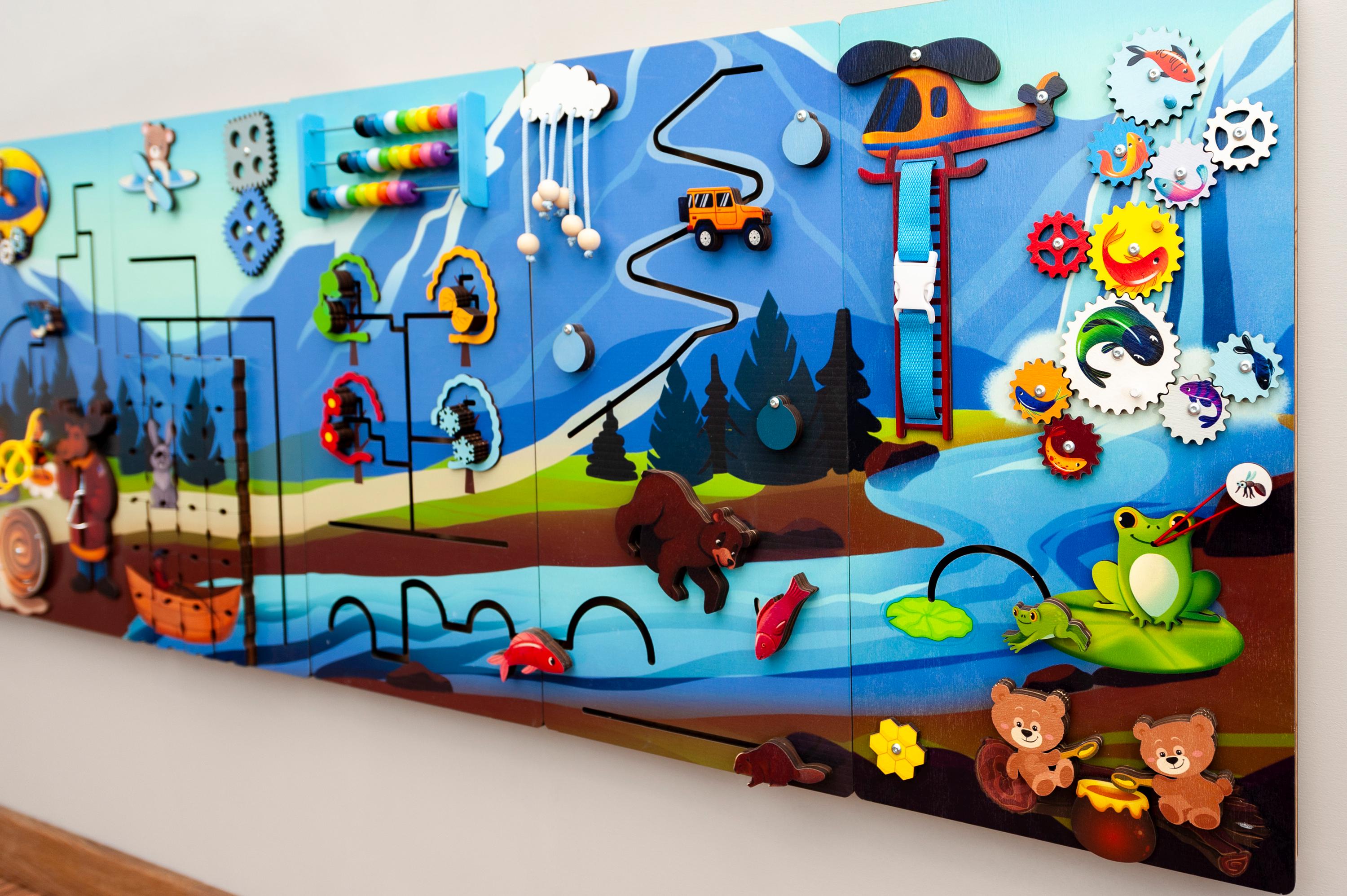 Extra Large Wall Busy Board With Mountain Theme, 9 Sensory Wall Panels ...