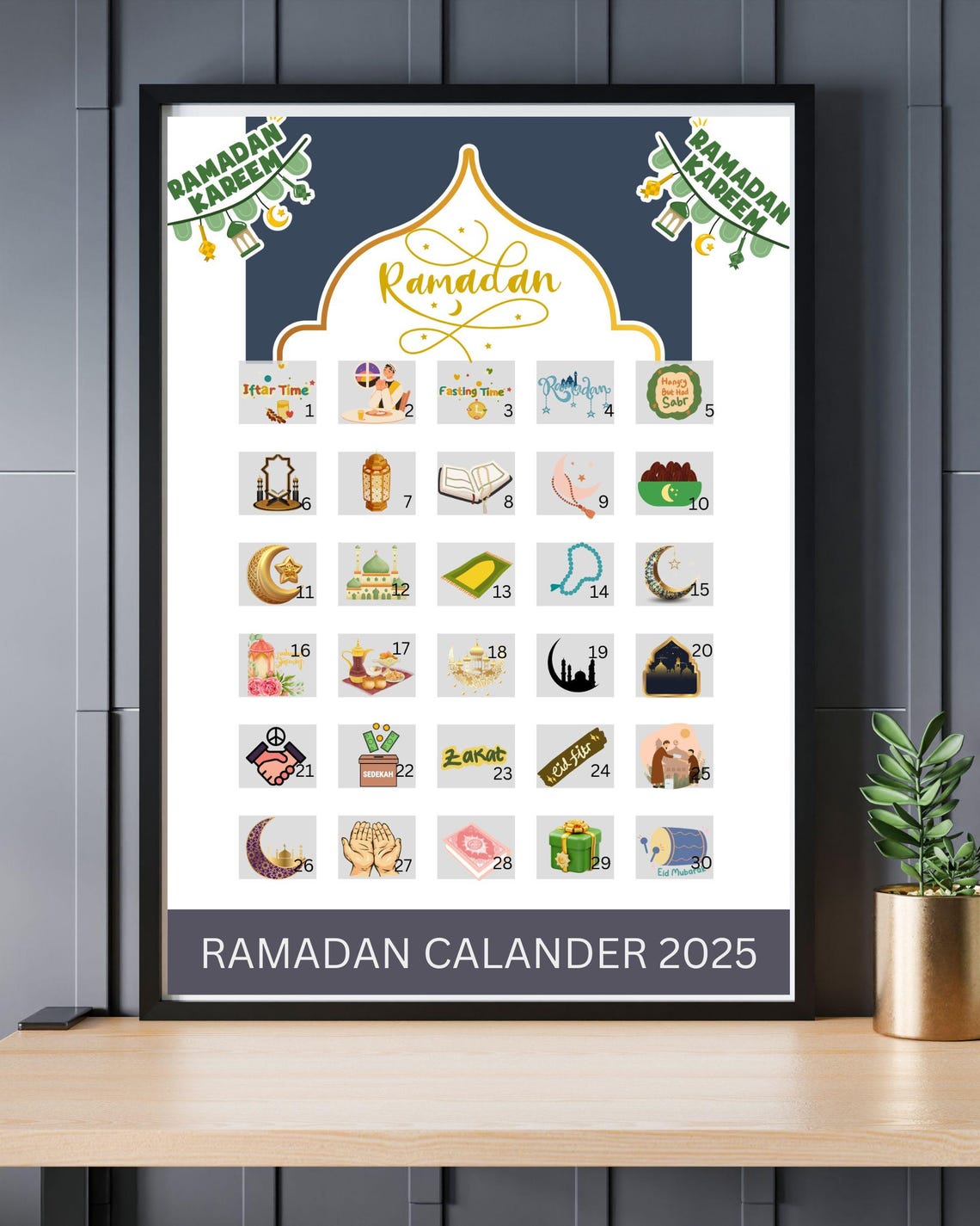 2025 Printable Ramadan Calendar, Countdown to Ramadan, Countdown to Eid ...