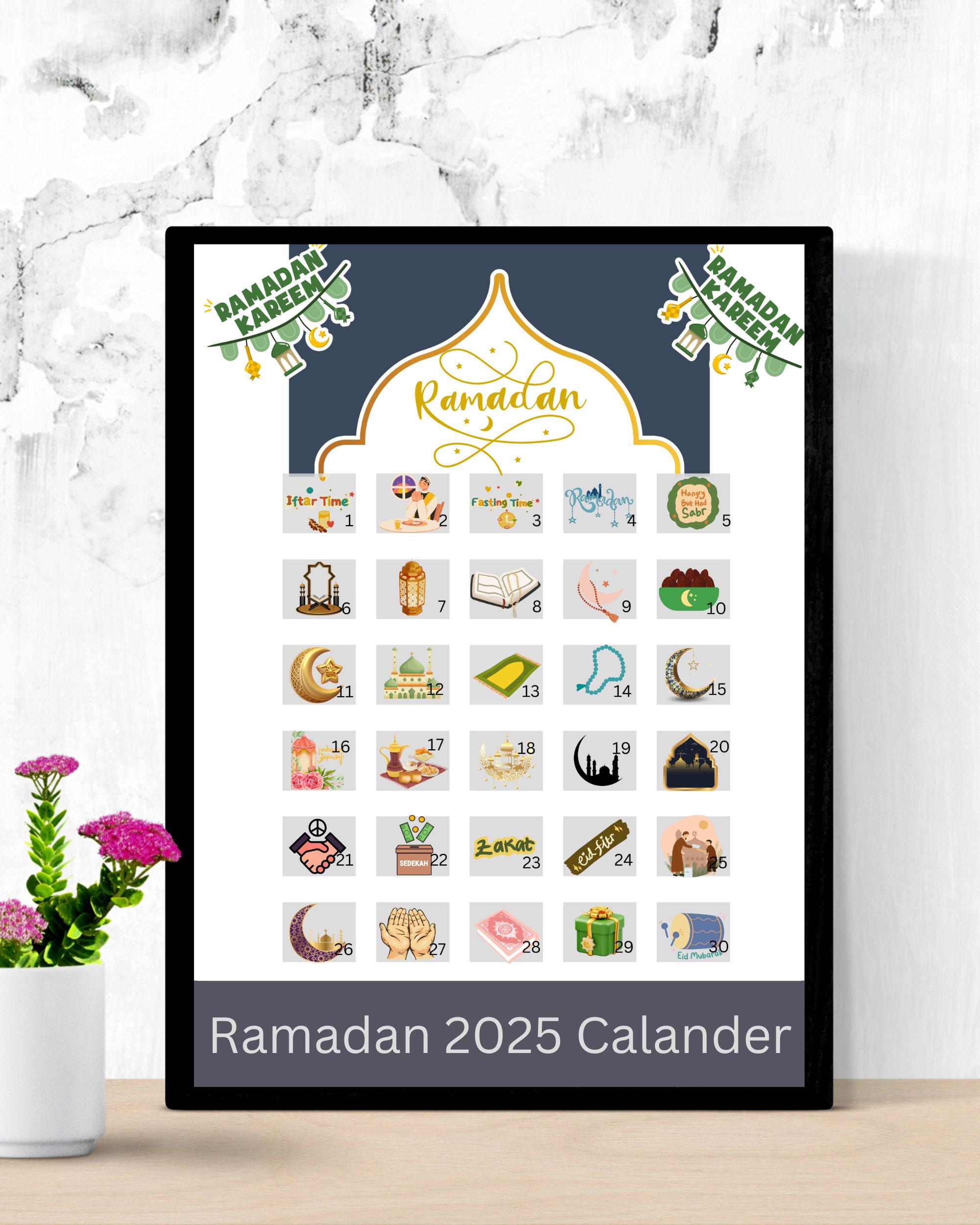 2025 Printable Ramadan Calendar, Countdown to Ramadan, Countdown to Eid ...