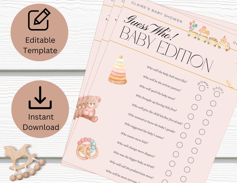 Guess Who? Editable Baby Shower Game - Etsy UK