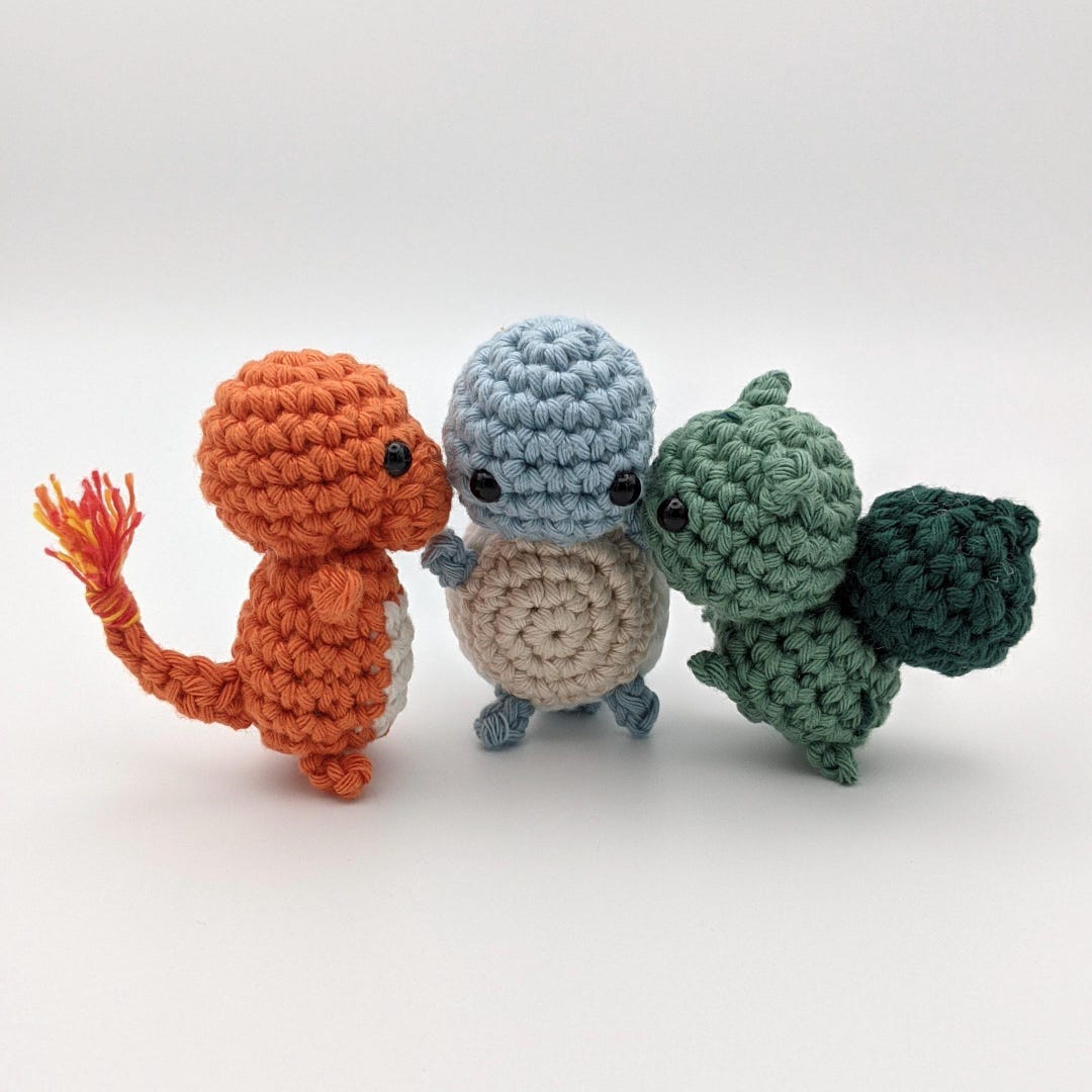 Mini Pokémon Starters Crochet Pattern - Bulbasaur, Squirtle and ...