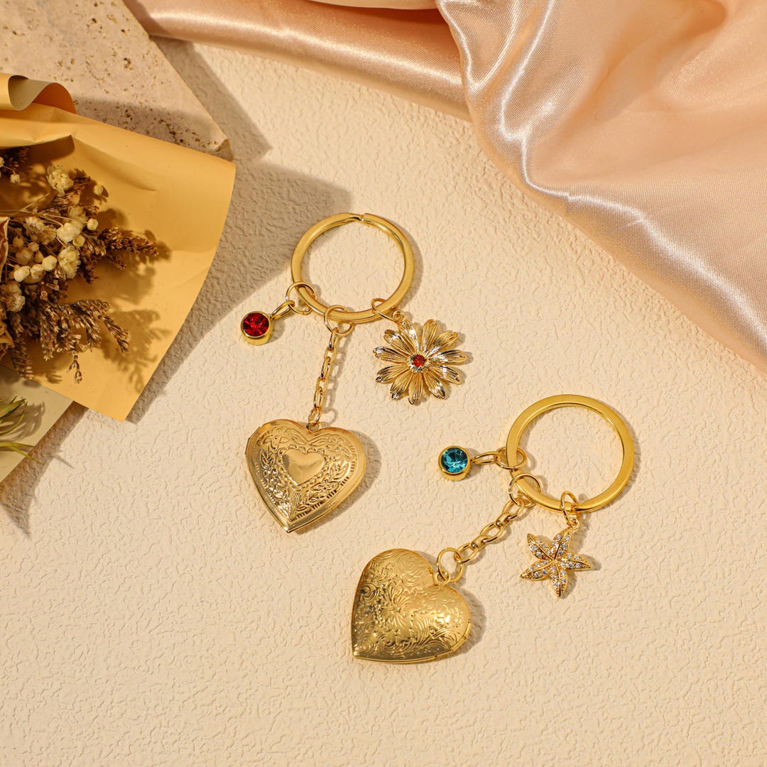 Personalized Keychain, Heart Locket Keychain, Heart Locket Charm, Car ...