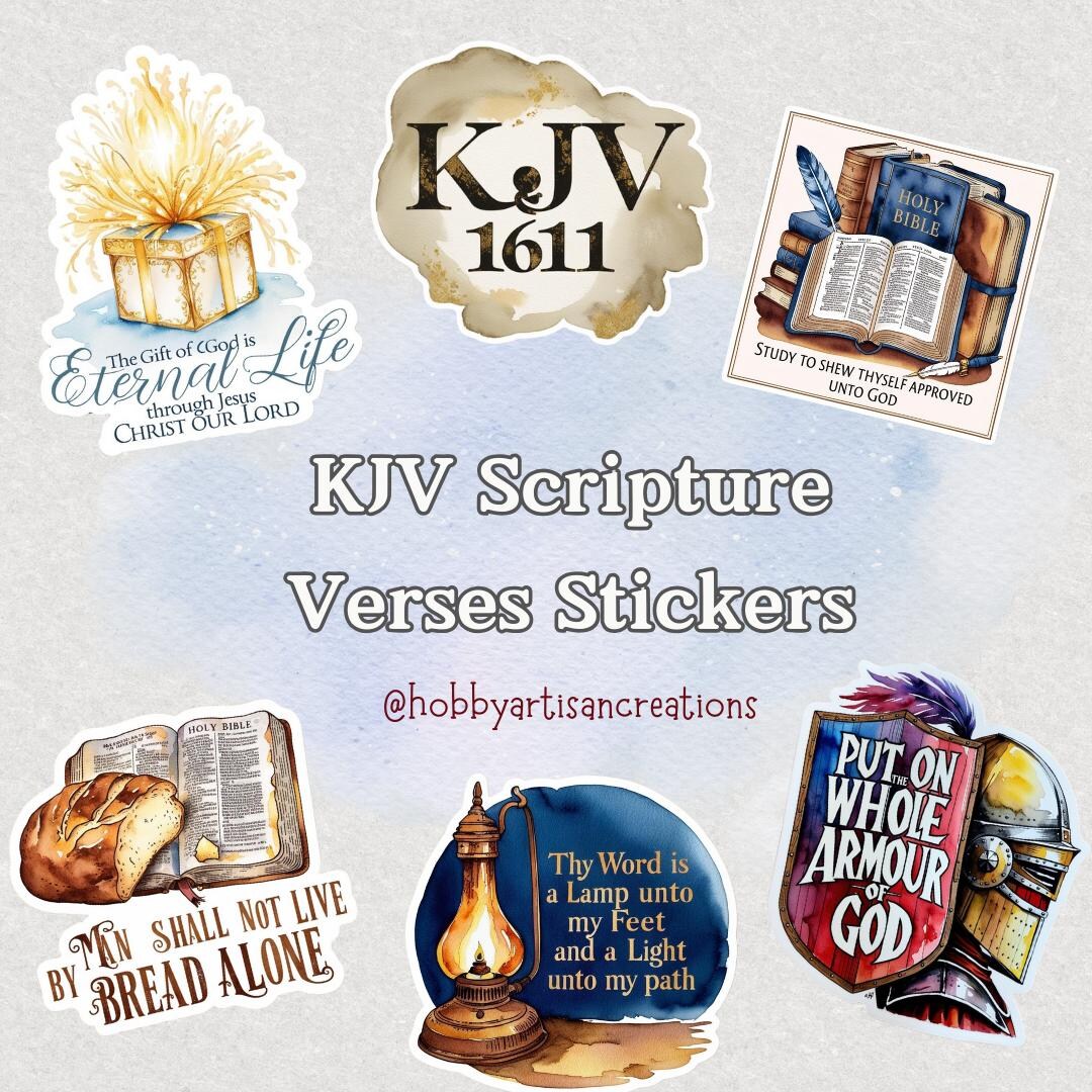 Christian Bible Verses Digital Sticker, KJV Scriptures, Faith Jesus ...