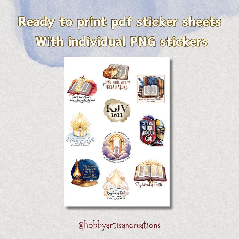 Christian Bible Verses Digital Sticker, KJV Scriptures, Faith Jesus ...