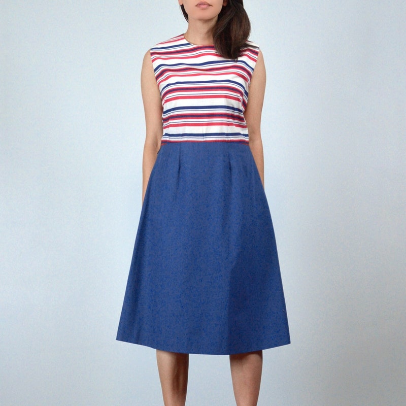 Blue Stripe Dress Etsy