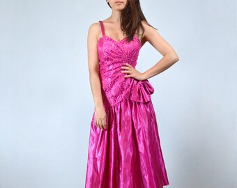 Hot Pink 80s Dress - Etsy