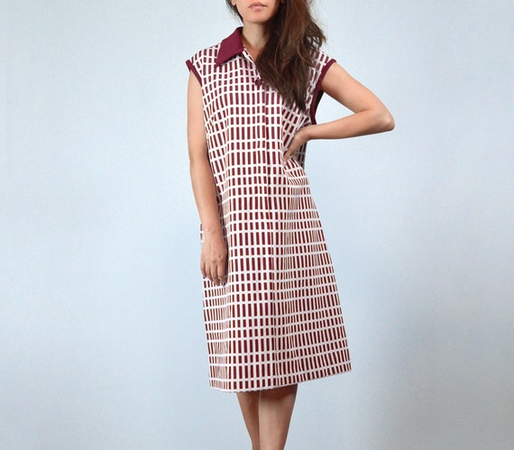 60s 70s Mod Dress XL Vintage 1960s 1970s Collared Checkered - Etsy