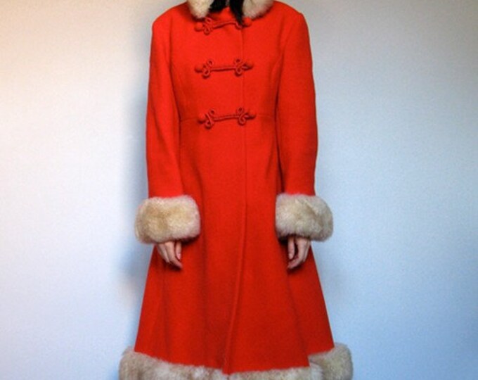 Vintage Red Russian Princess Dress Coat Wool Fur Hooded M - Etsy