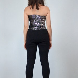 70s Silver Strapless Tube Top 1970s Disco Era Crop Top XS S - Etsy