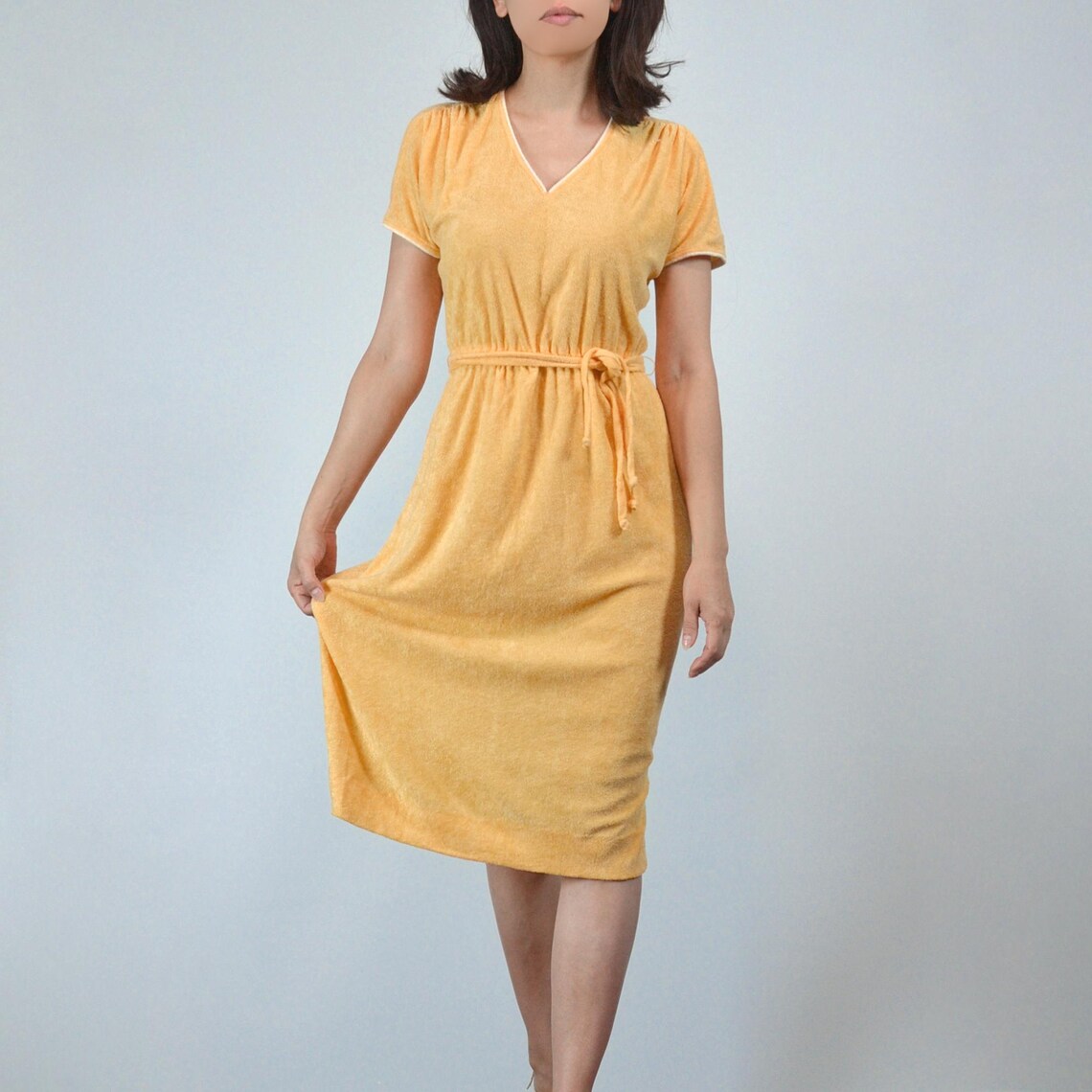 1970s Retro Yellow Terry Cloth Dress, XS to S - Etsy