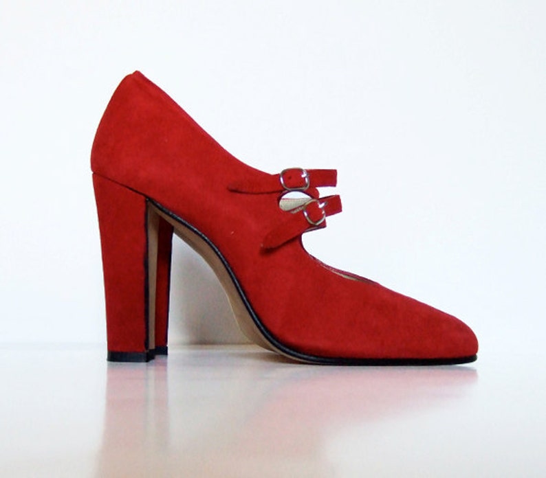 Red Suede Shoes 80s Sexy Minimal High Heels Leather Shoes - Etsy