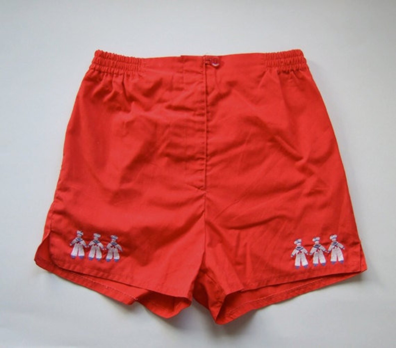 Red Shorts Vintage Kids Unisex Nautical Sailor Embroidered - Etsy