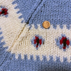 80s Hand Knit Eagle Cardigan, XL to XXL | Vintage Periwinkle Zip up ...