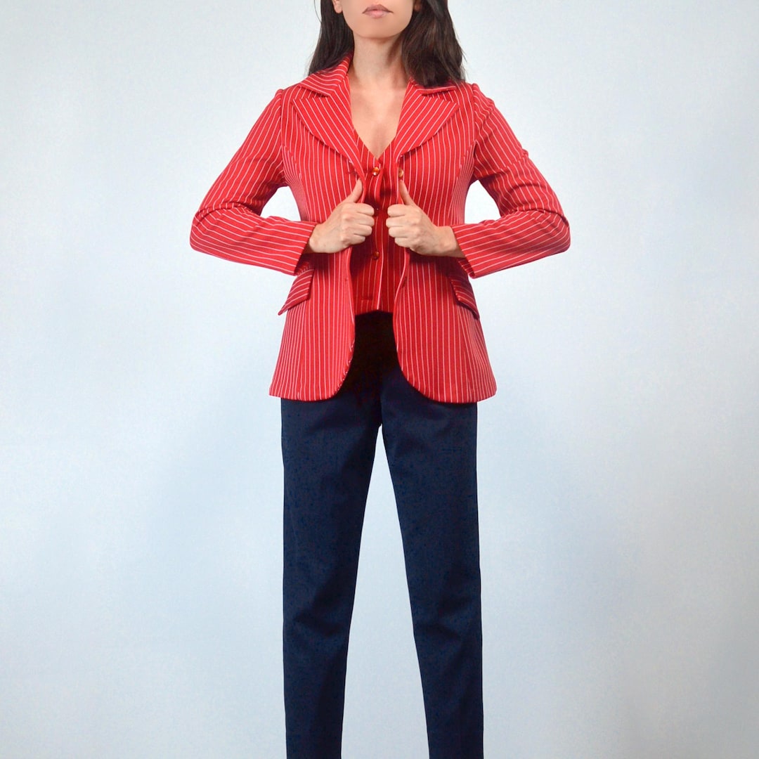 60s Mod Suit Jacket & Matching Vest, | Vintage 2pc Red White Pinstripe ...