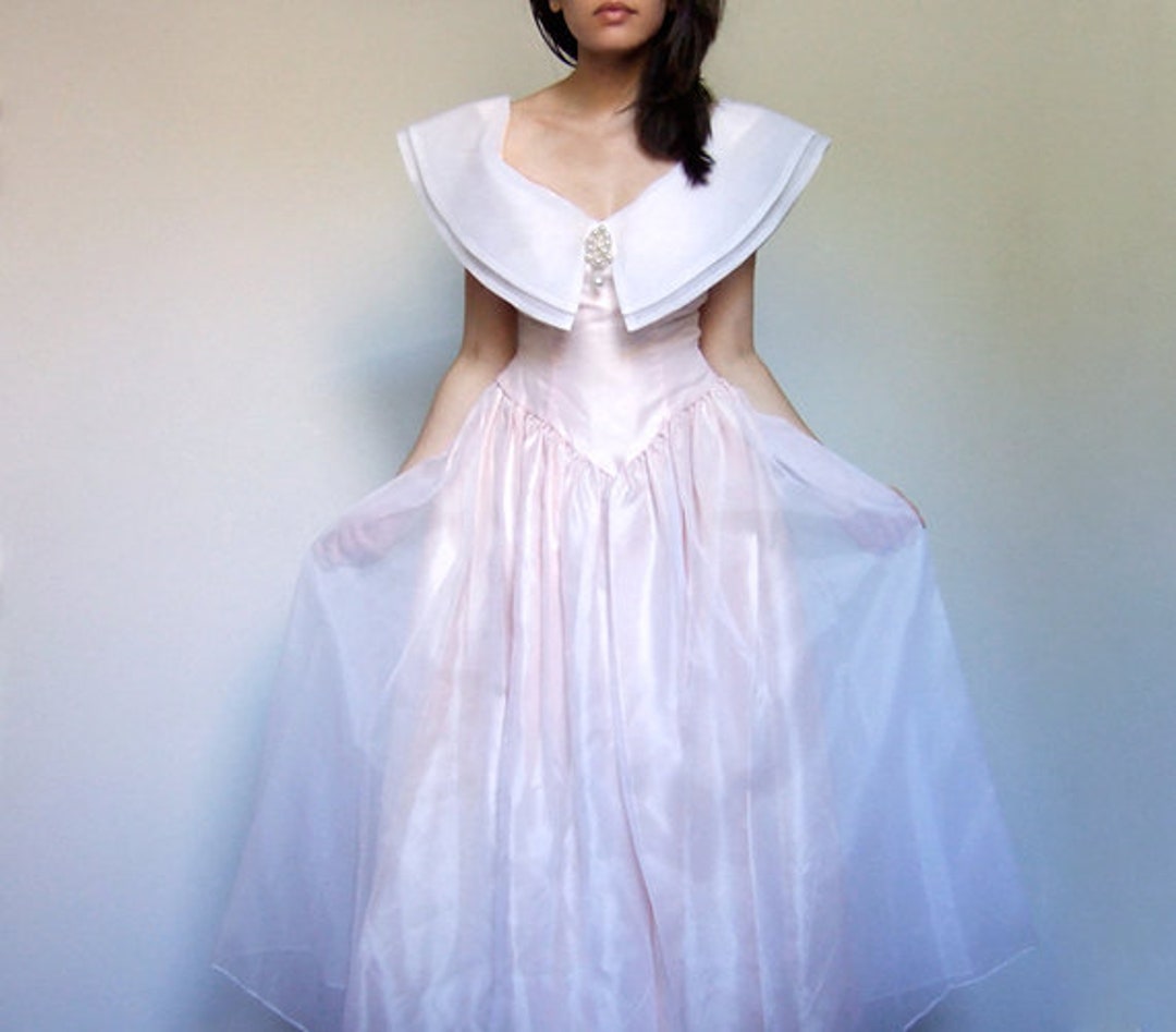 80s Princess Party Dress Pale Pink Peter Pan Collar Costume - Etsy