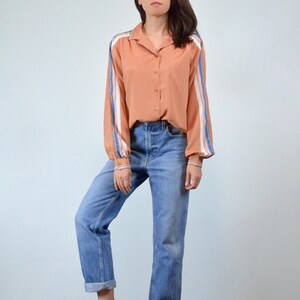 70s Striped Button up Blouse, M to L - Etsy