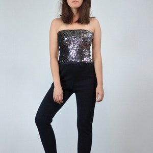 70s Silver Strapless Tube Top 1970s Disco Era Crop Top XS S - Etsy