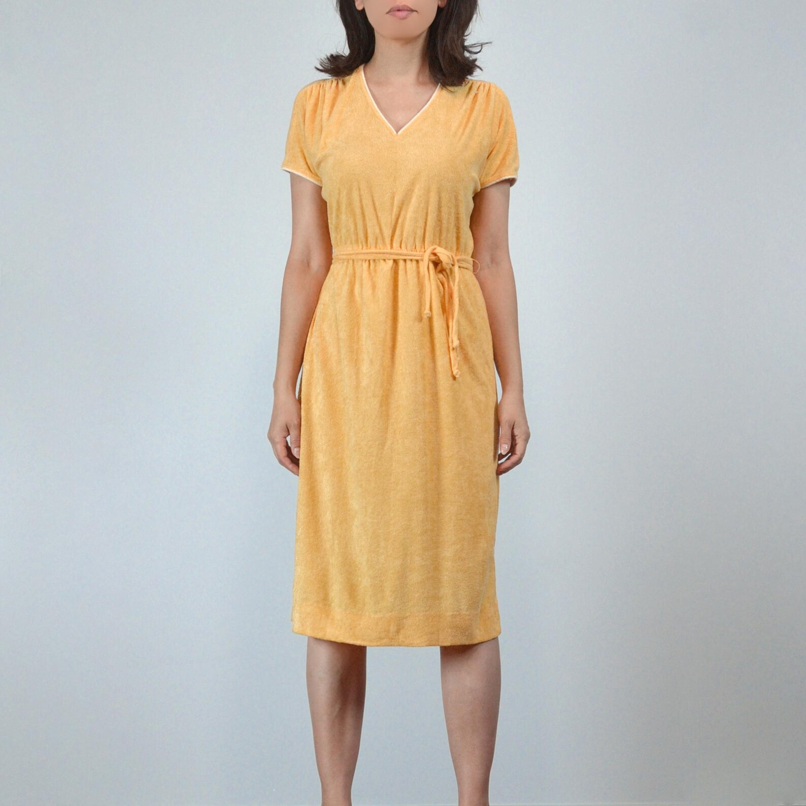1970s Yellow Terry Cloth Dress, XS to S - Etsy