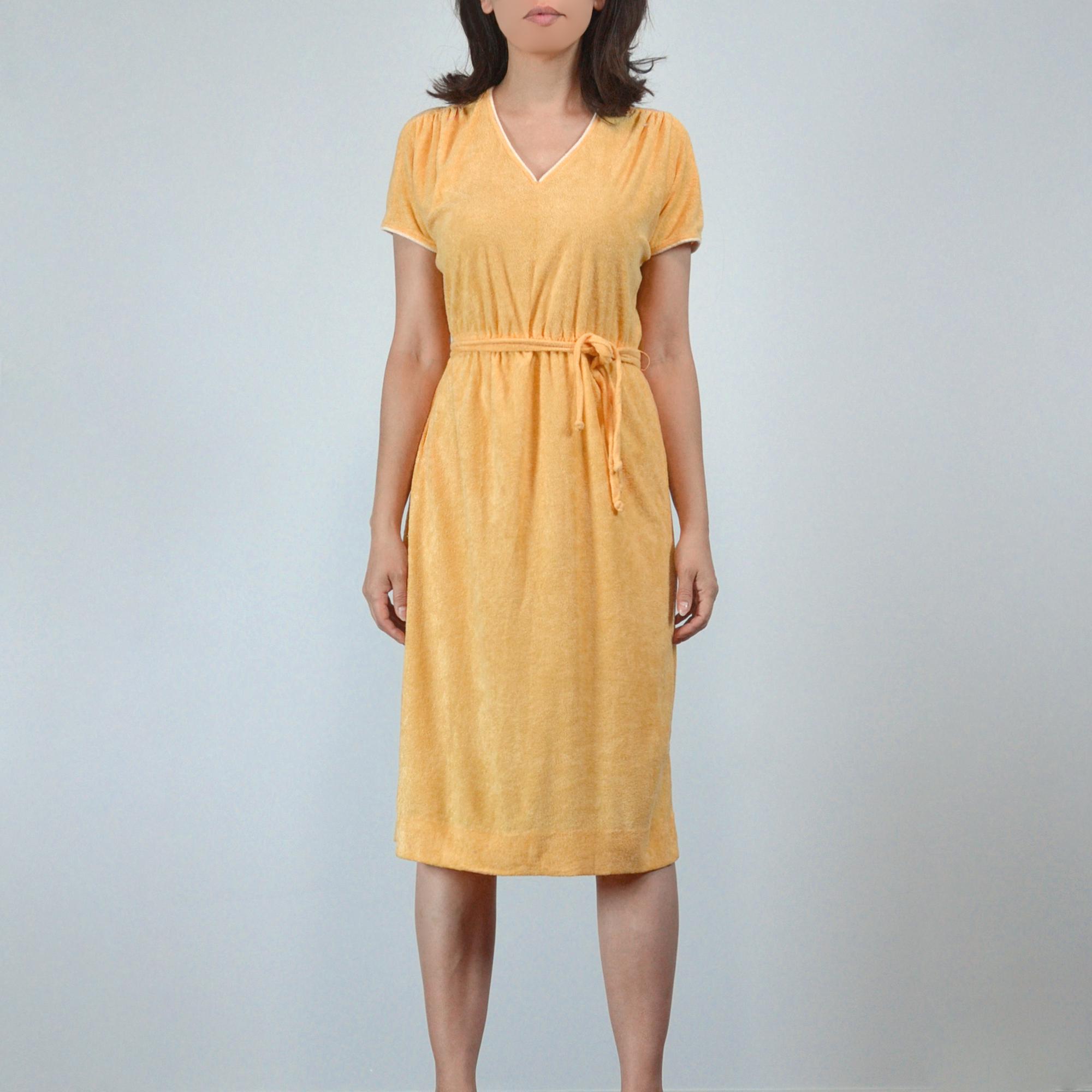 1970s Yellow Terry Cloth Dress, XS to S - Etsy