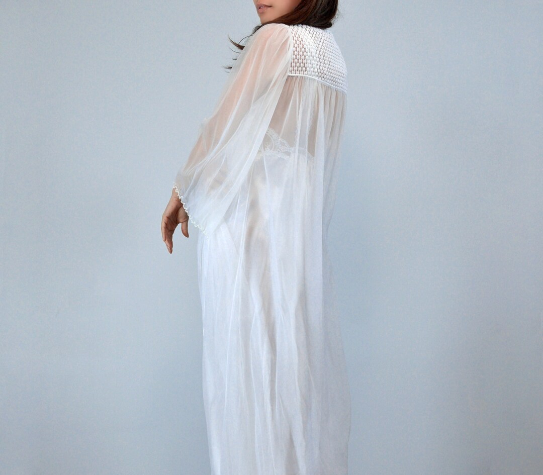 60s Sheer White Robe, M Vintage Jenelle of California See Through ...