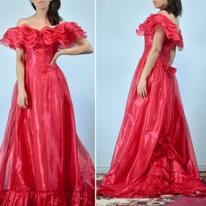Vintage 80s Red Party Dress, XS - Etsy