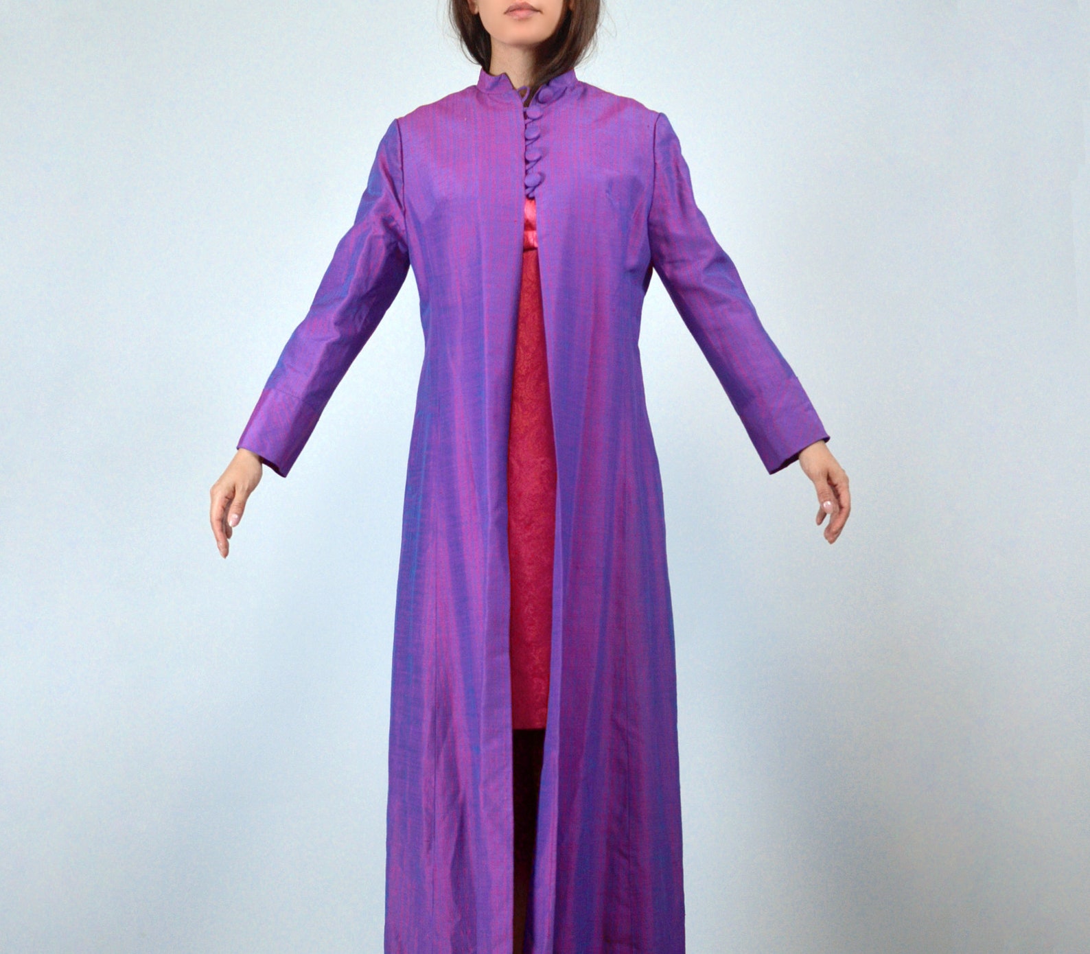 Two Tone Dress Coat M Vintage Long Iridescent Purple & Hot - Etsy