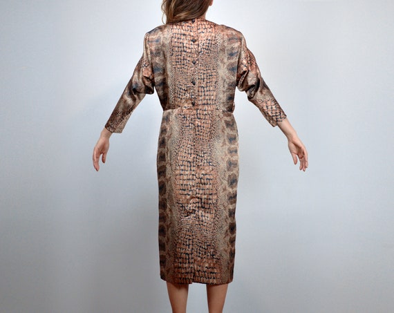 80s Snakeskin Dress - Medium to Large | Vintage Batwi… - Gem