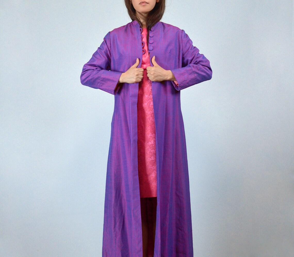 Two Tone Dress Coat M Vintage Long Iridescent Purple & Hot - Etsy