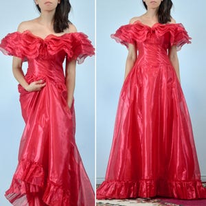 Vintage 80s Red Party Dress, XS - Etsy
