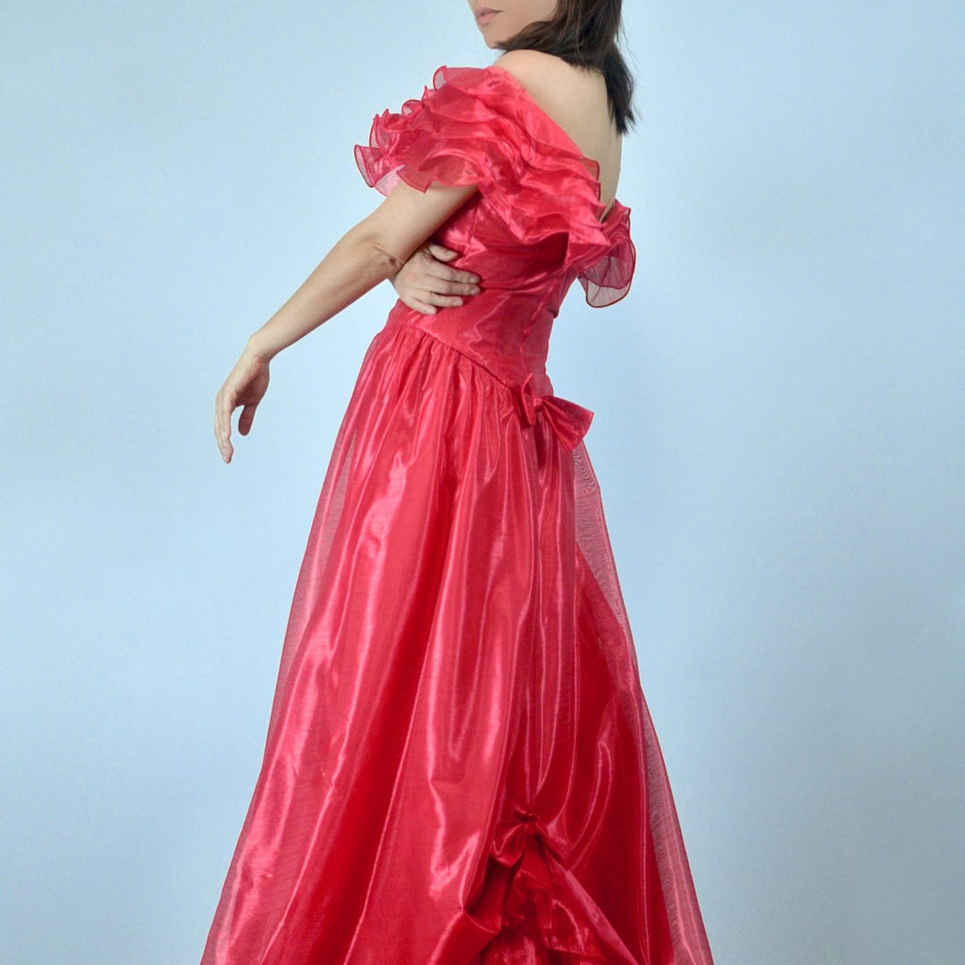 Vintage 80s Red Party Dress, XS - Etsy