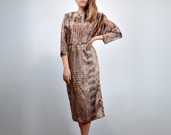 80s Snakeskin Dress - Medium to Large | Vintage Batwi… - Gem