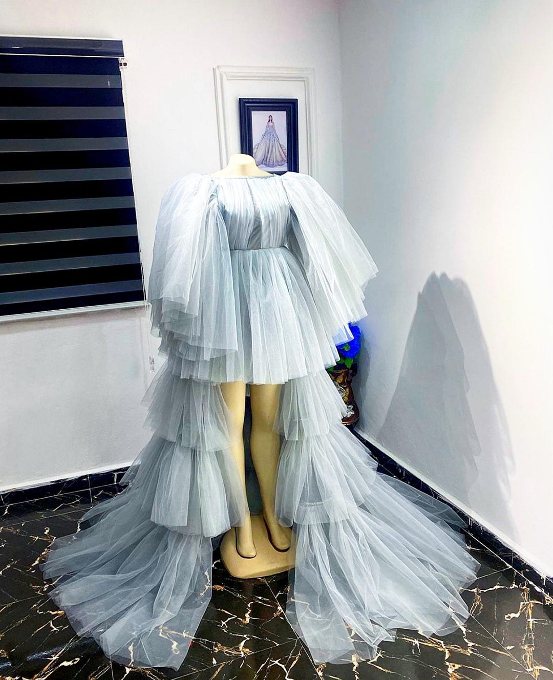 Grey Tulle Dress, Wedding Dress, Boudoir Photoshoot Dress, Prom Dress ...