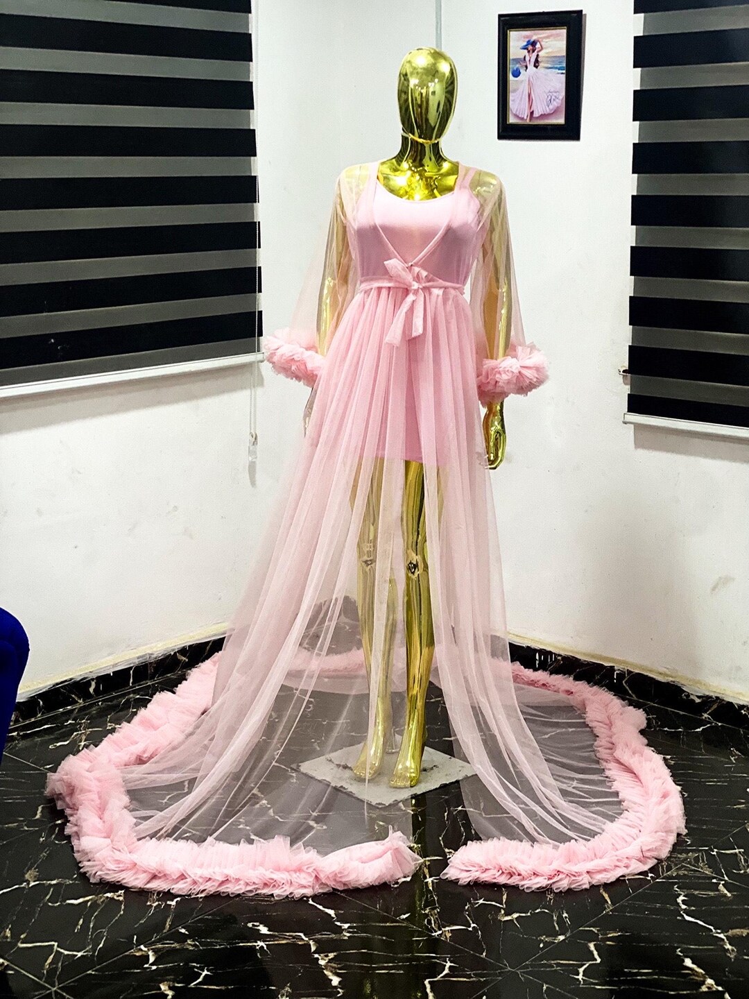 Wedding Robe, Boudoir Photoshoot Dress, Tulle Robe, Ruffles Dress ...