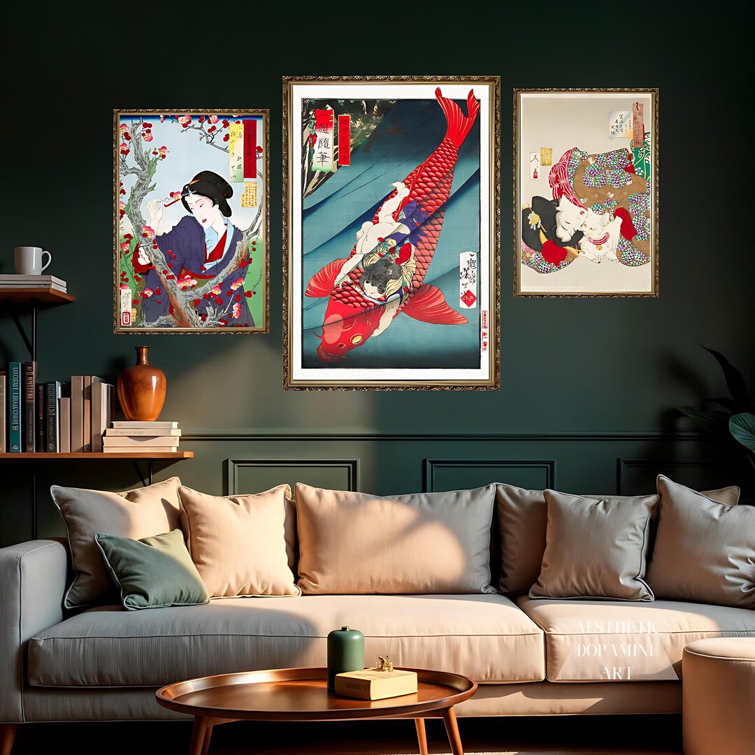 Traditional Japanese Art Prints,eclectic Vintage Wall Art,mid-century ...