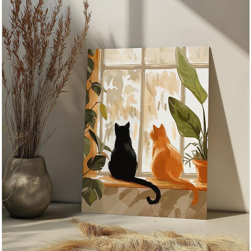 2 Cat Prints Paint - Etsy UK