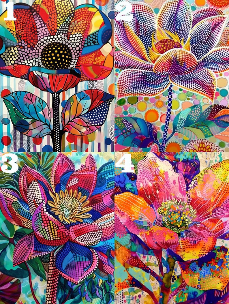 Abstract Botanical Paint by Number Kit Vibrant Floral DIY Paint by ...