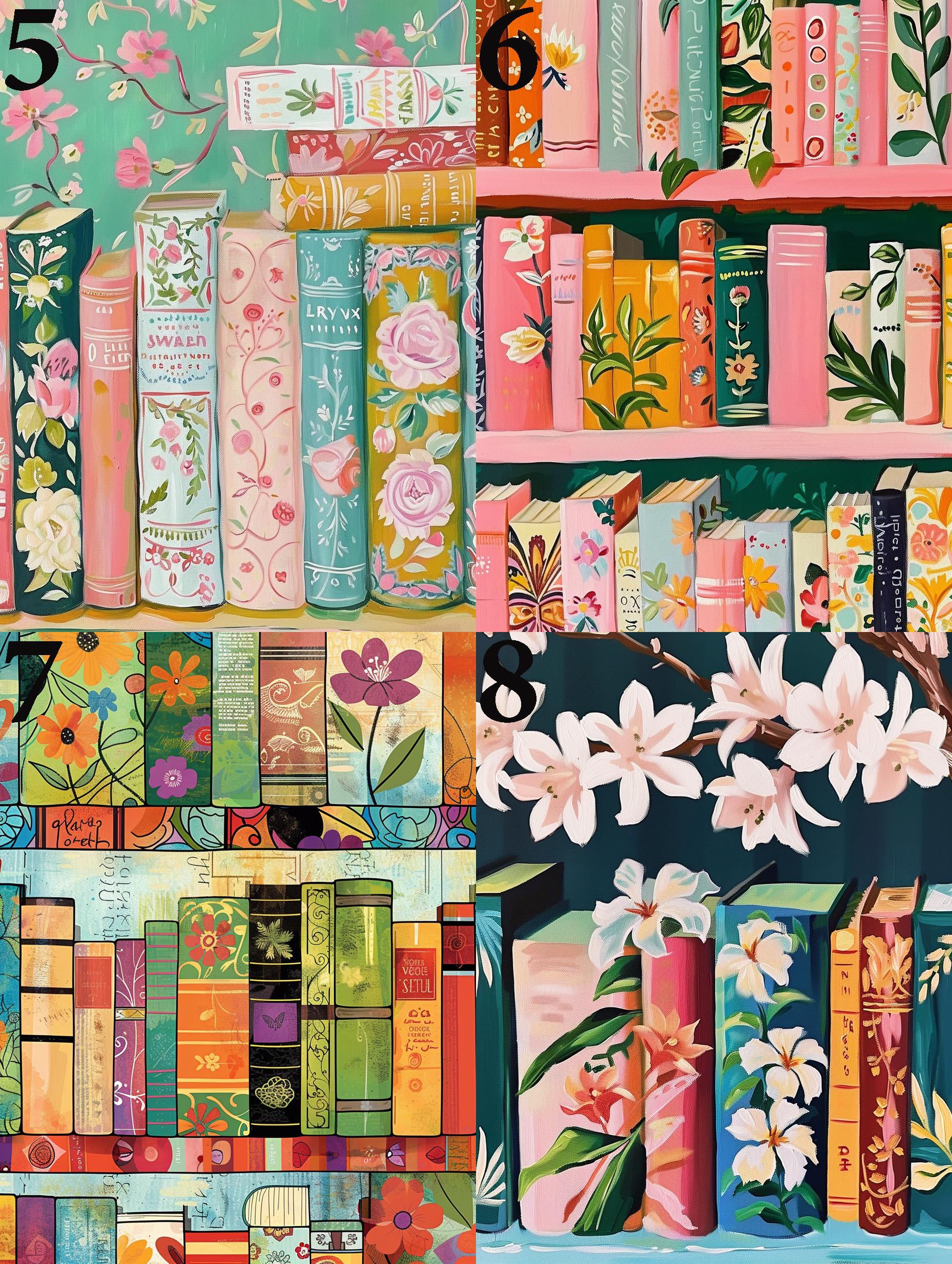 Stack of Books Paint by Number Kit Floral Bow Book DIY Paint by Numbers ...