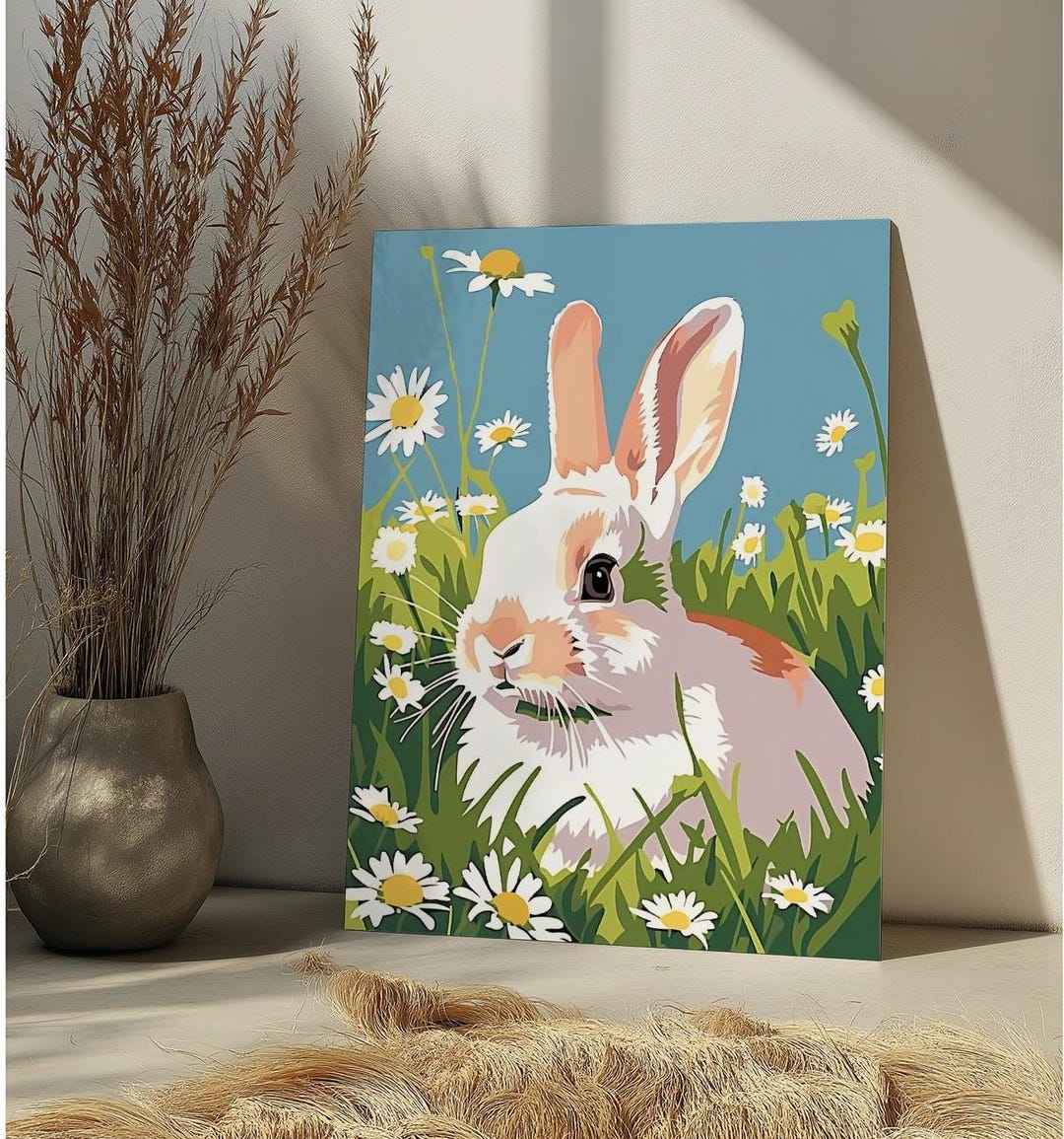 Easter Bunny Rabbit Paint by Number Kit Bunny Rabbit Daisy DIY Paint by ...