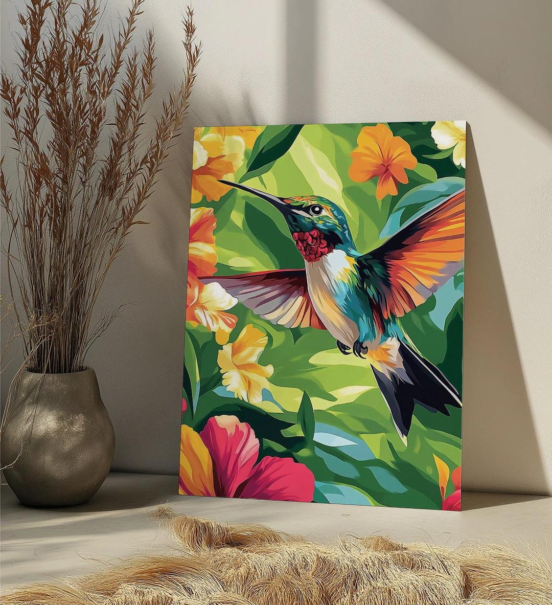Hummingbird Paint by Number Kit Hummingbird Floral Acrylic DIY Paint by ...