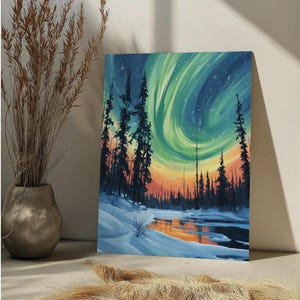 Northern Lights Paint by Number Kit Forest Aurora Borealis DIY Paint by ...