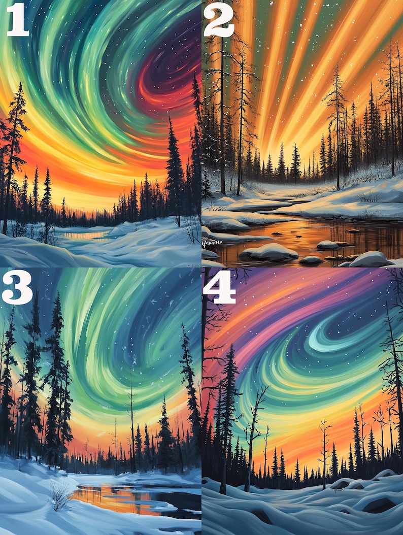 Northern Lights Paint by Number Kit Forest Aurora Borealis DIY Paint by ...