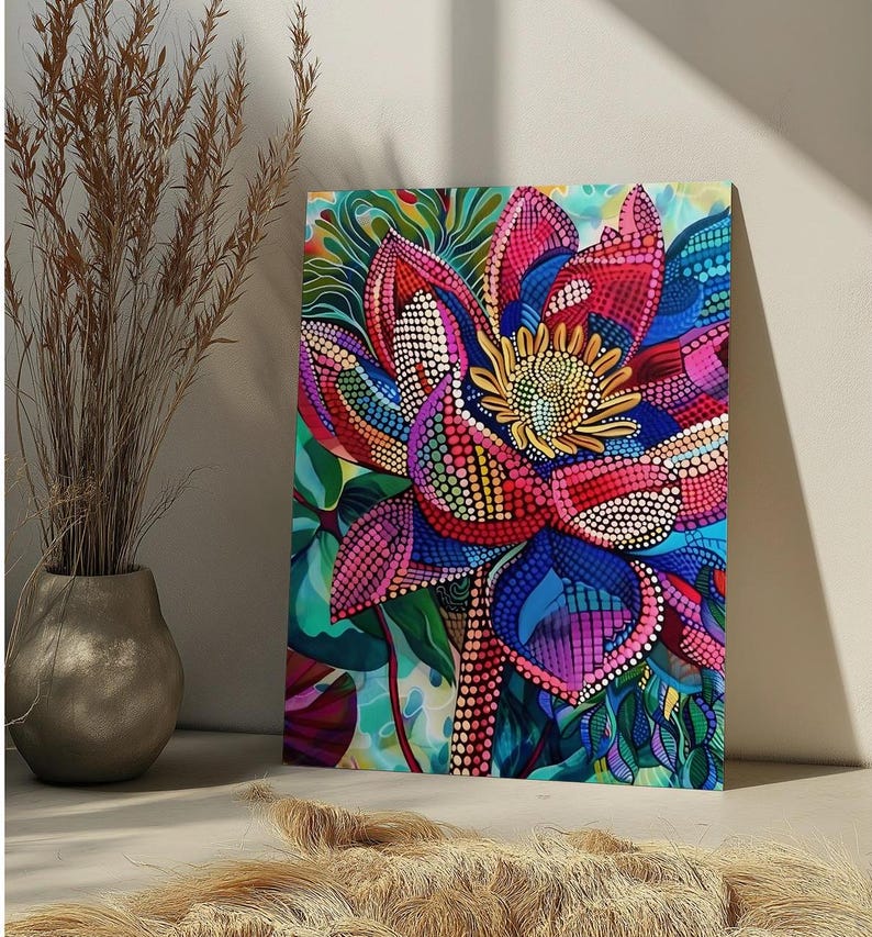 Abstract Botanical Paint by Number Kit Vibrant Floral DIY Paint by ...