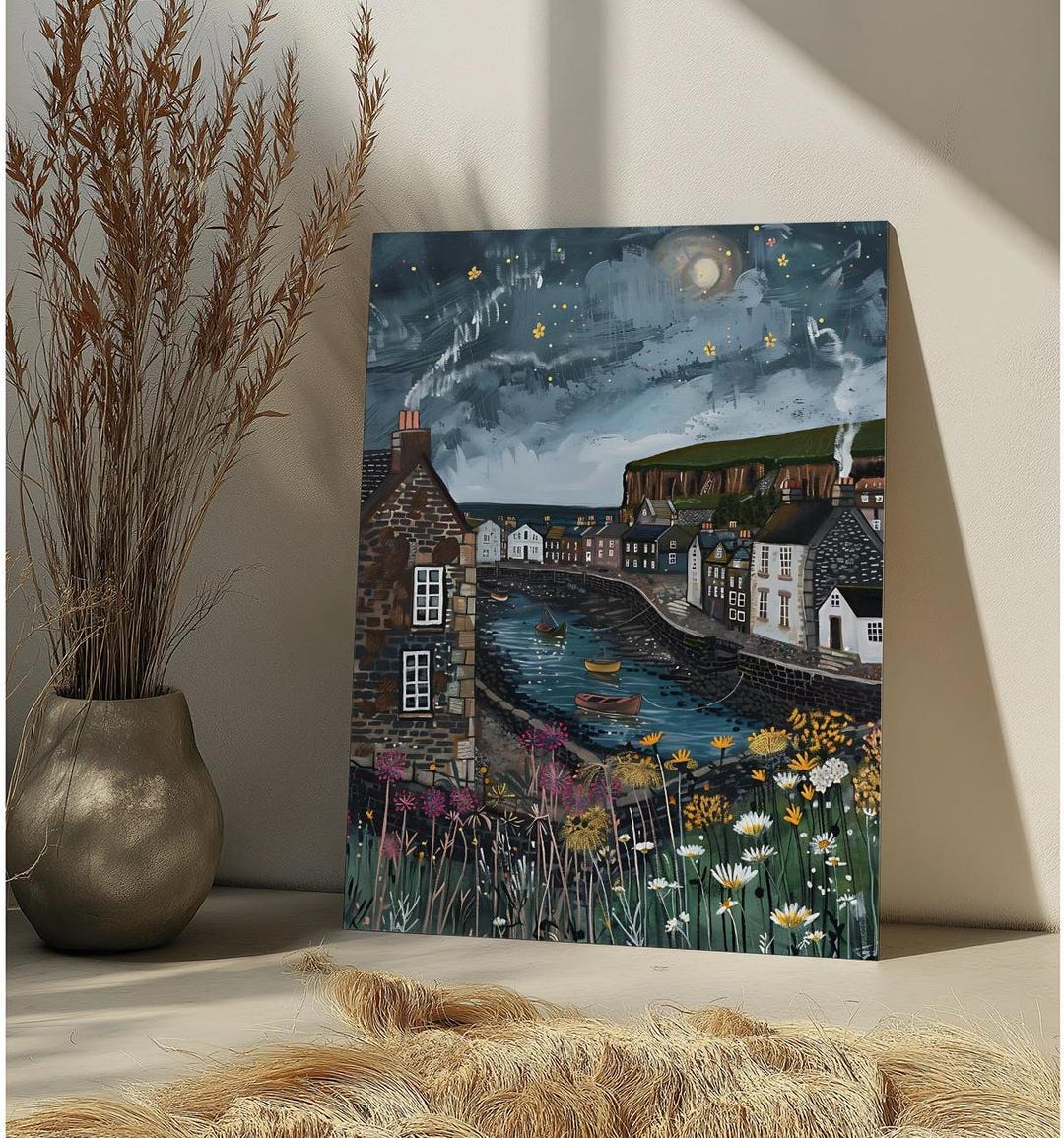 Whimsical Nordic Waterways Paint by Number Kit Village River Town DIY ...