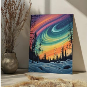 Northern Lights Paint by Number Kit Forest Aurora Borealis DIY Paint by ...
