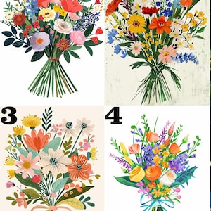 Birth Flower Bouquet Paint by Number Kit Colorful Flower Floral Garden ...